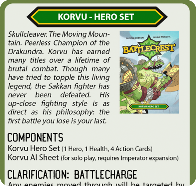 Battlecrest: Korvu - Hero Set – PNPArcade